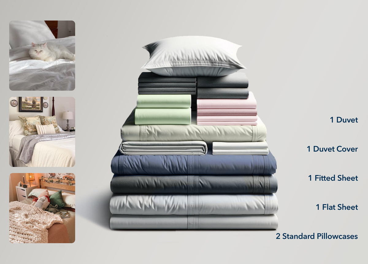 6-Pc Bedding Basics Bundle | Sustainable Duvets, Sheets and Pillows By ...